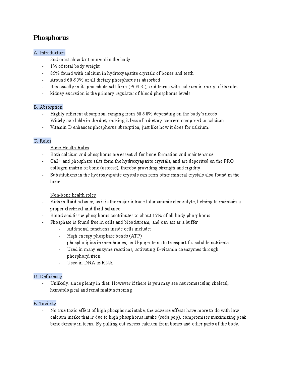 Concept Map: Bone Health & Phosphorus Overview - Studocu