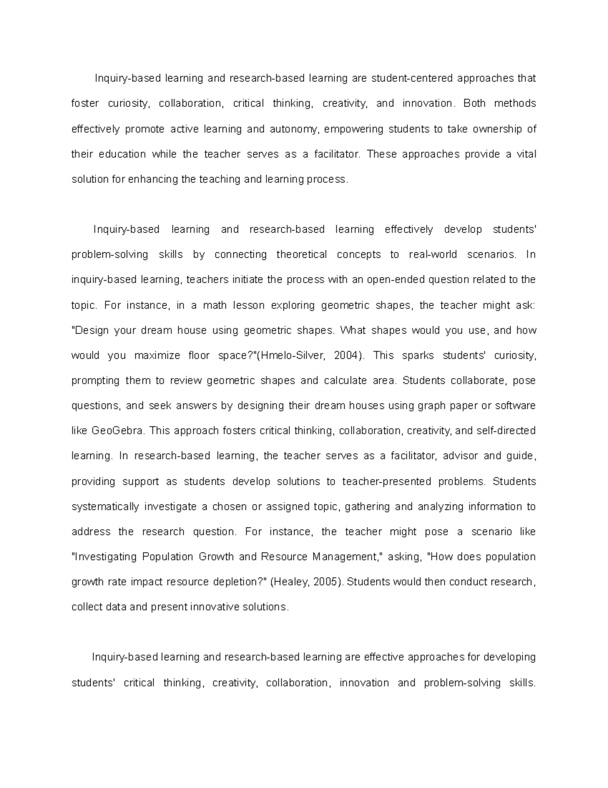 Inquiry Based & Research Based - Inquiry-based learning and research-based learning are - Studocu