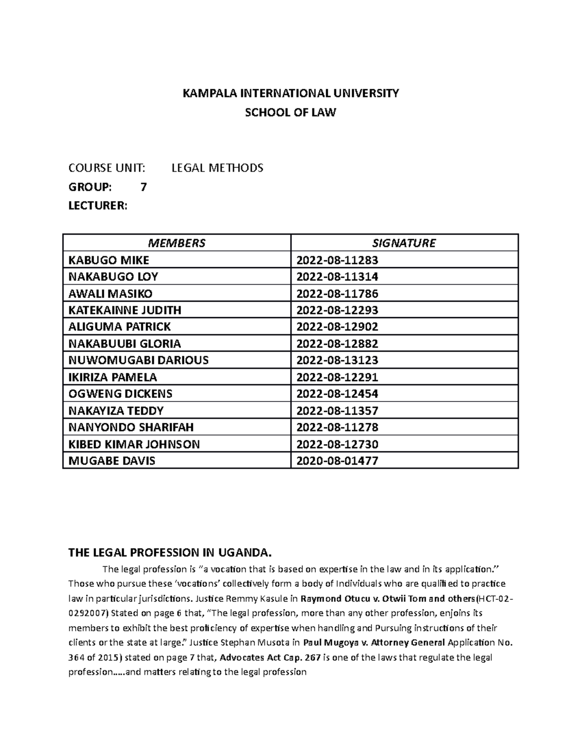 Legal Ethics & Professionalism - Group 7 - Legal Methods Notes - Studocu