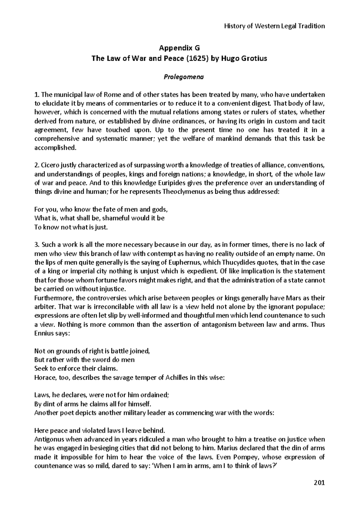 The Law of War and Peace (1625) by Hugo Grotius - Appendix G The Law of ...