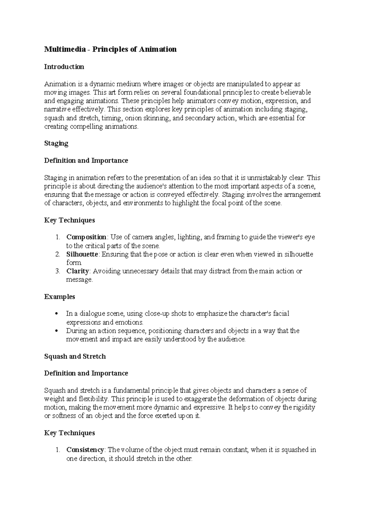 Unit 4: Principles of Animation in Multimedia Studies - Studocu