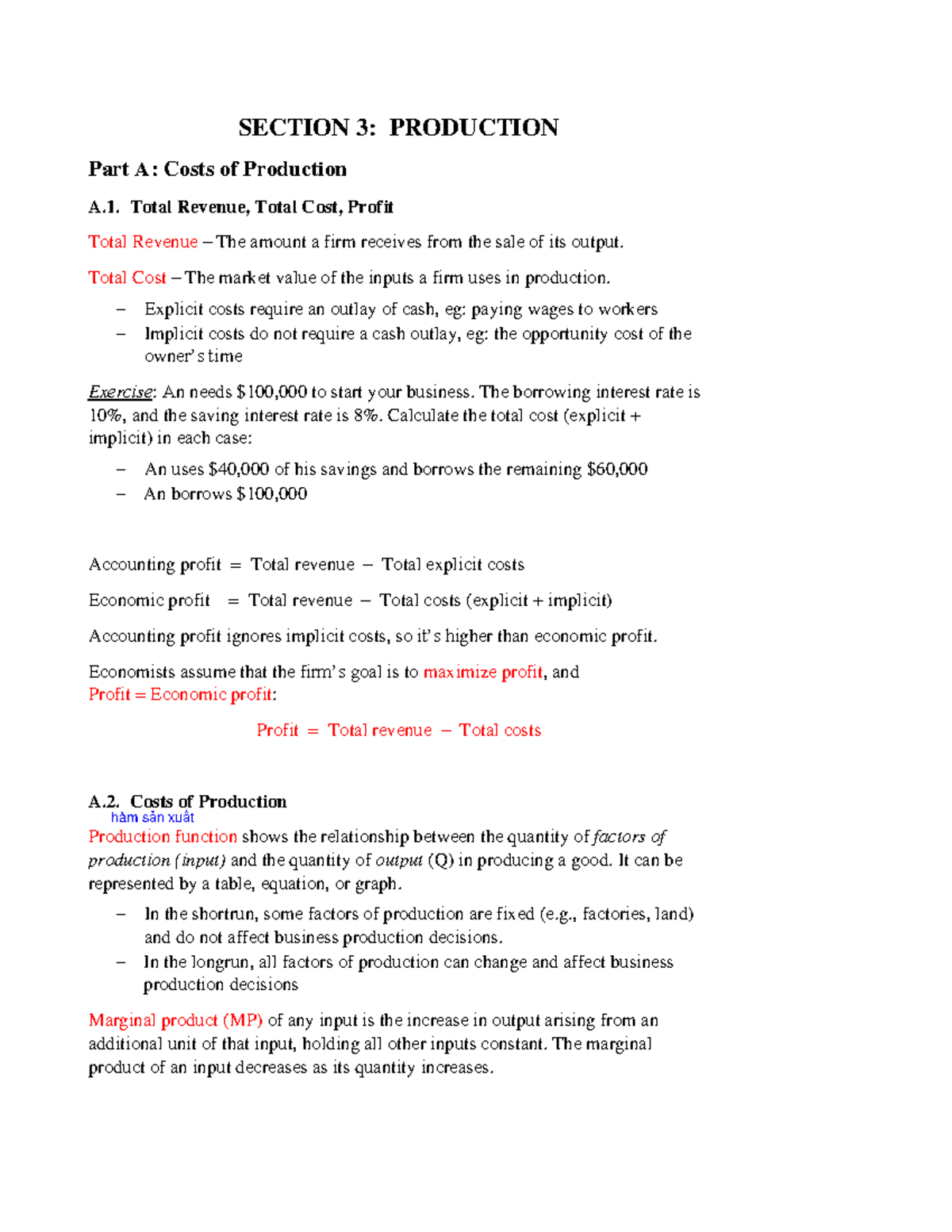 Phần 3EA - Phần 3EA - SECTION 3: PRODUCTION Pаrt А: Cοsts οf Prοdսсtіοn ...
