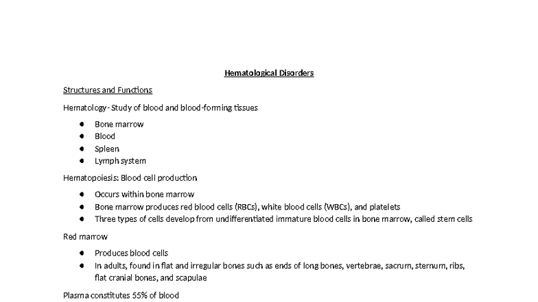 Hematological Disorders: Structures, Functions, and Anemia Insights ...
