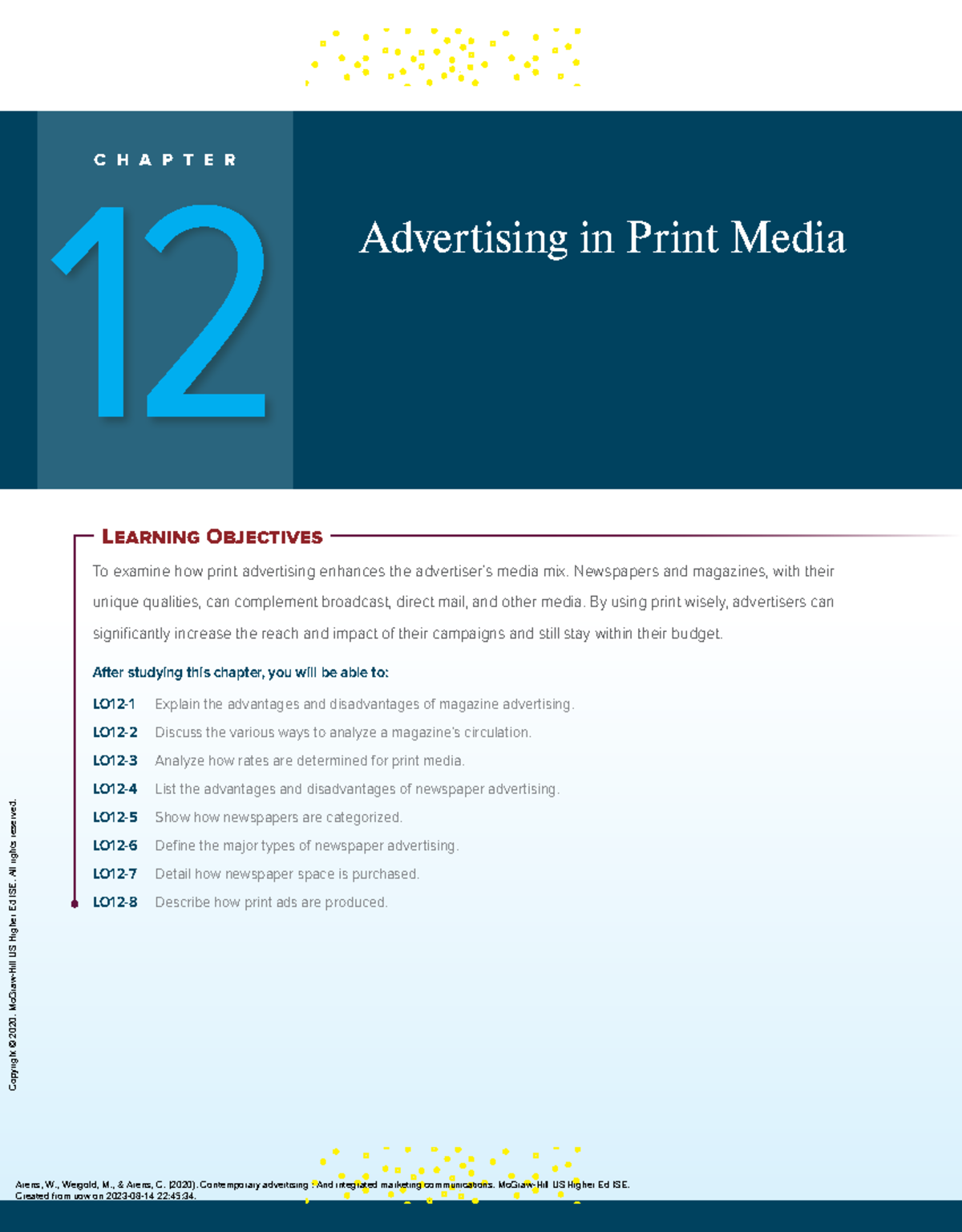 Ch 12 Adv in Print Media: Advantages & Disadvantages of Ads - Studocu