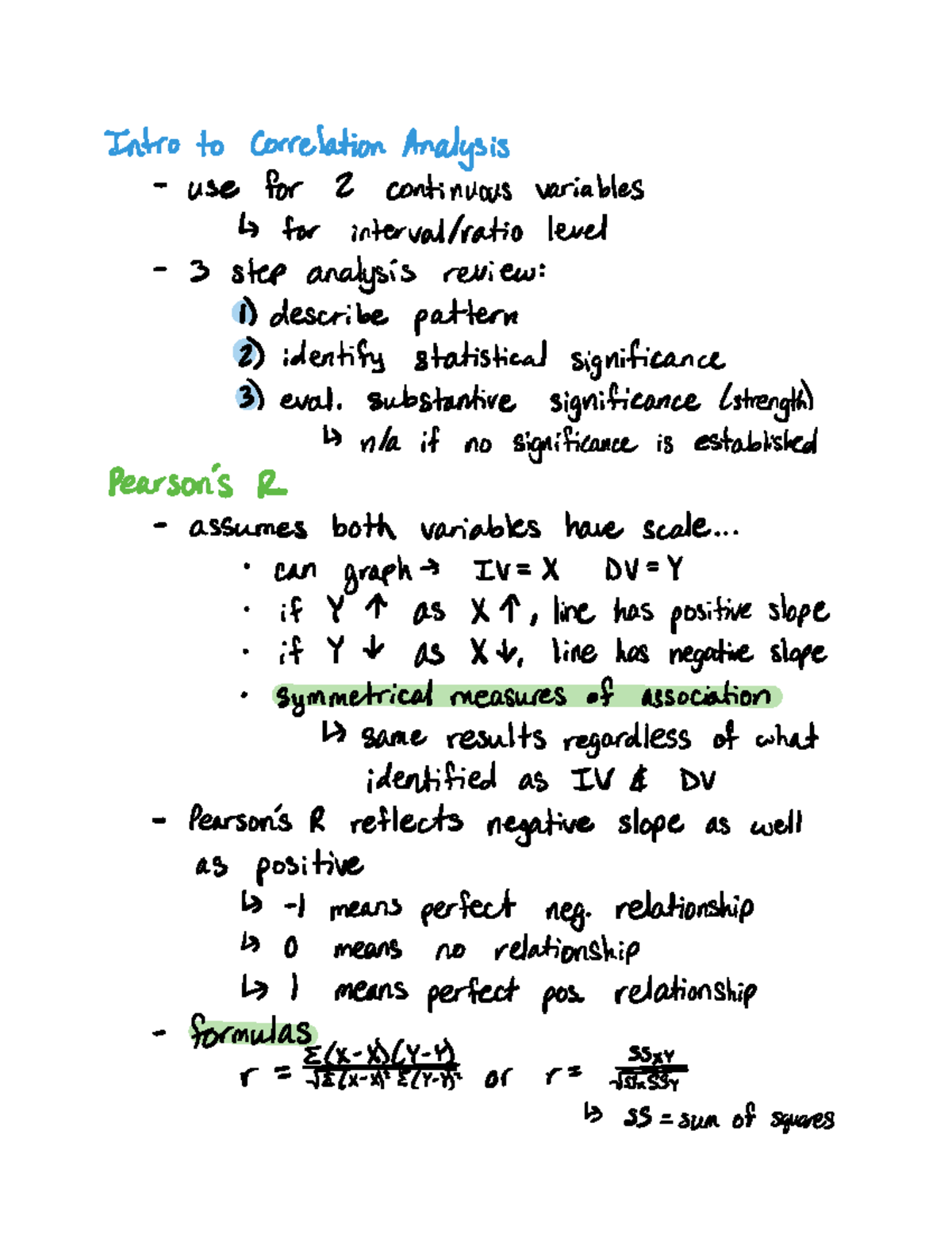 Correlation Pearson’s R - Intro to Correlation Analysis use for 2 continuous variables for ...