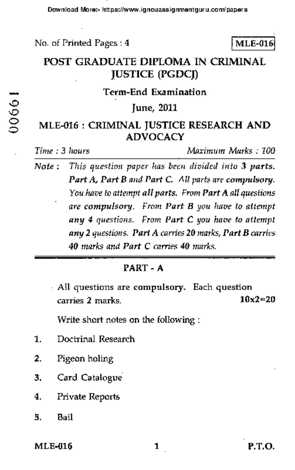 MLE 016 previous year question papers by ignouassignmentguru - No. of ...