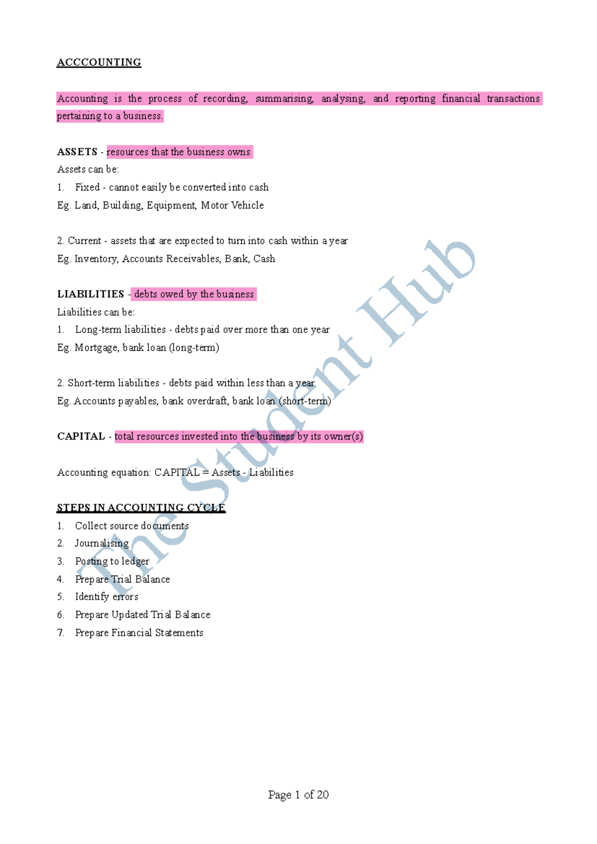 Crash Course Guide for Accounting 101: Key Concepts & Practices - Studocu