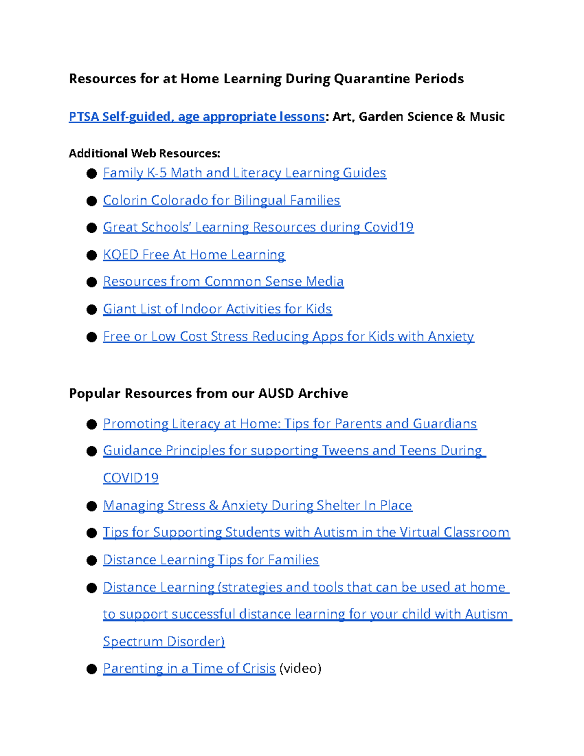 Resources for At-Home Learning During Quarantine: A Guide - Studocu