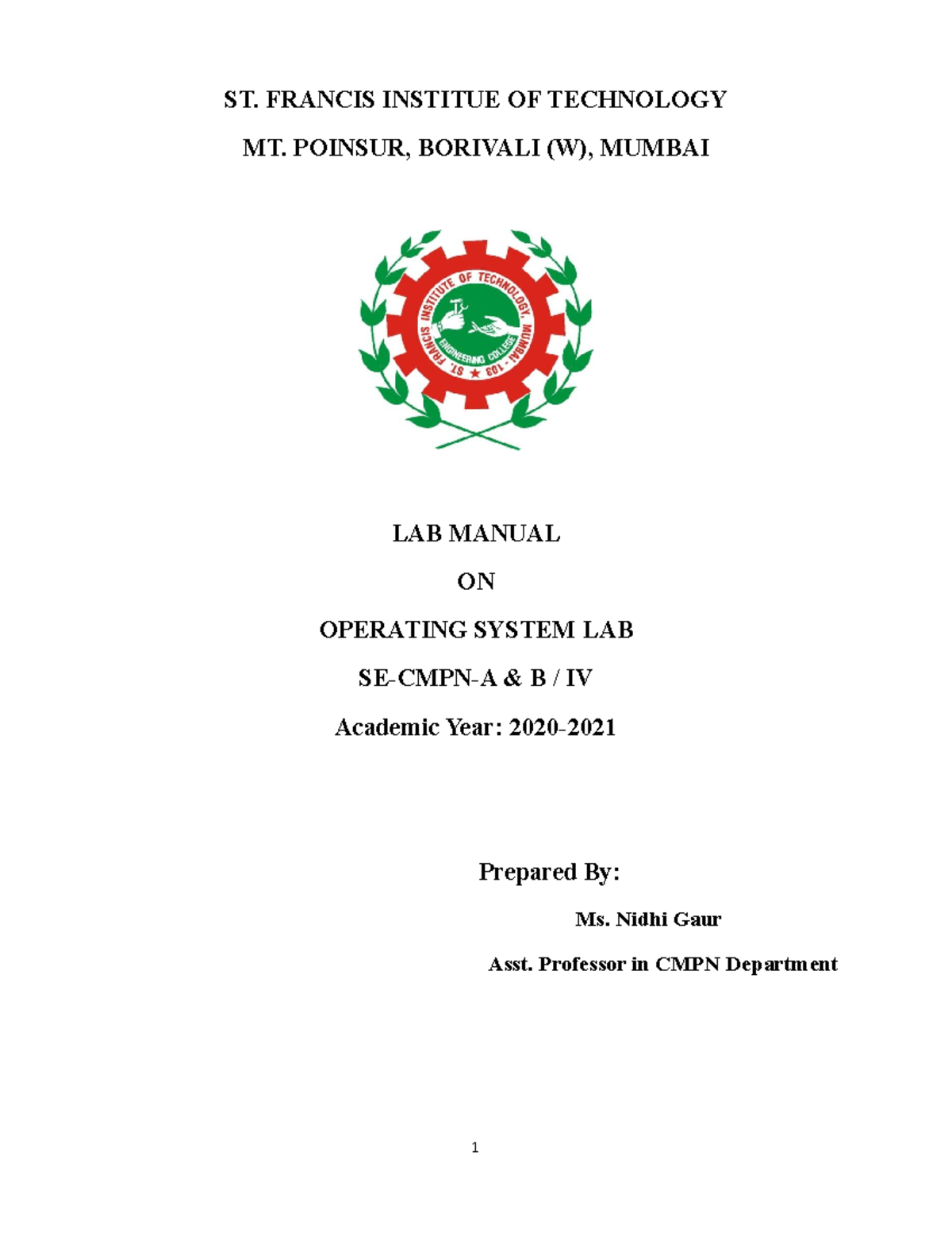 Lab Manual OS 2021 final - Operating Systems - MU - Studocu