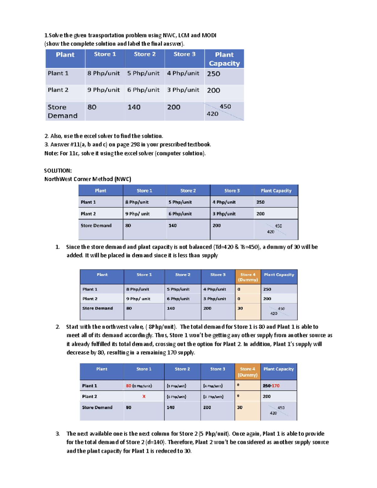 Mansci Assignment Module 5: Transportation Problem Solutions - Studocu