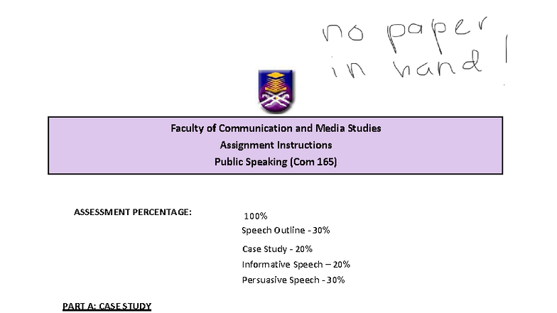 Assignment Instructions for COM 165: Public Speaking Case Study ...