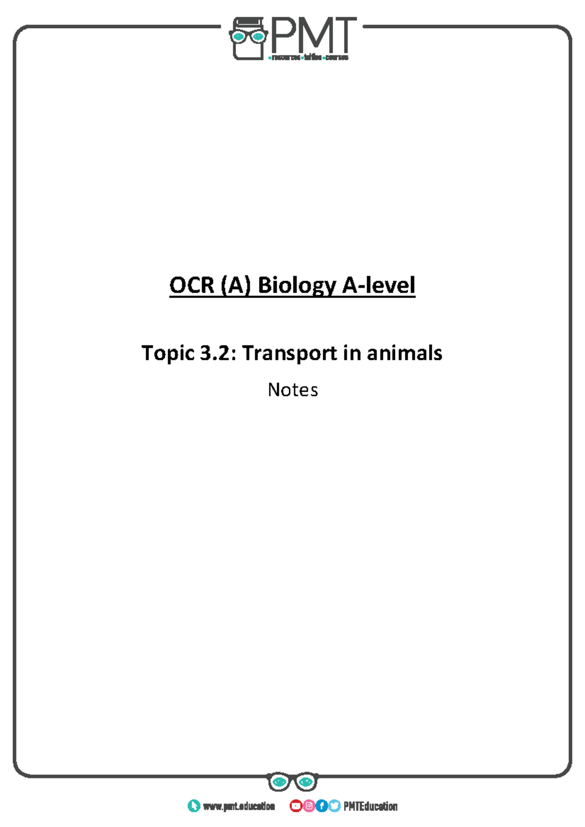 Summary Notes - 3.2 Transport in Animals - OCR (A) Biology A-level ...