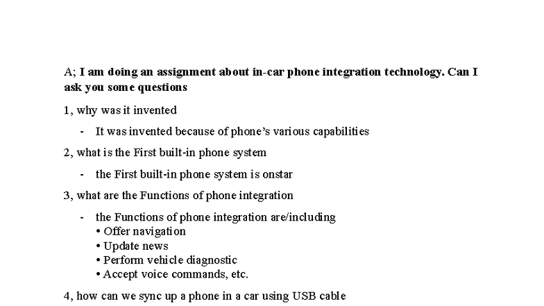 Phone Integration Technology Assignment - Unit 4 Insights - Studocu