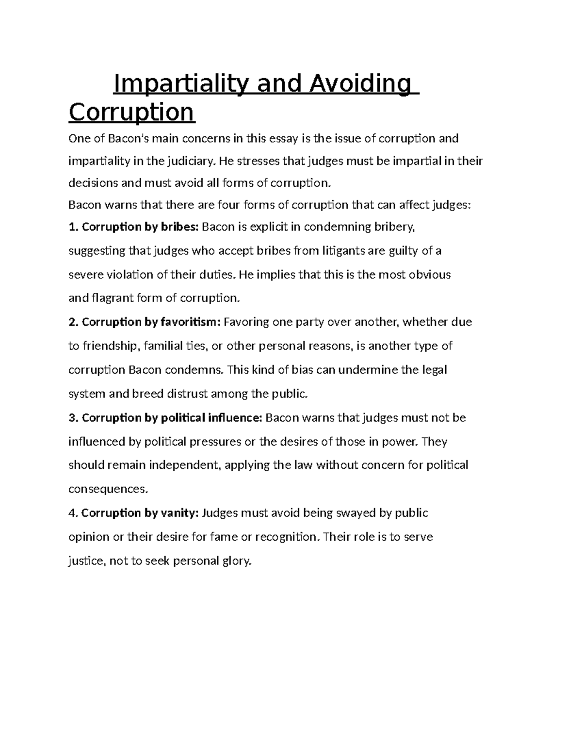 Judiciary Integrity: Corruption & Impartiality Analysis Essay - Studocu