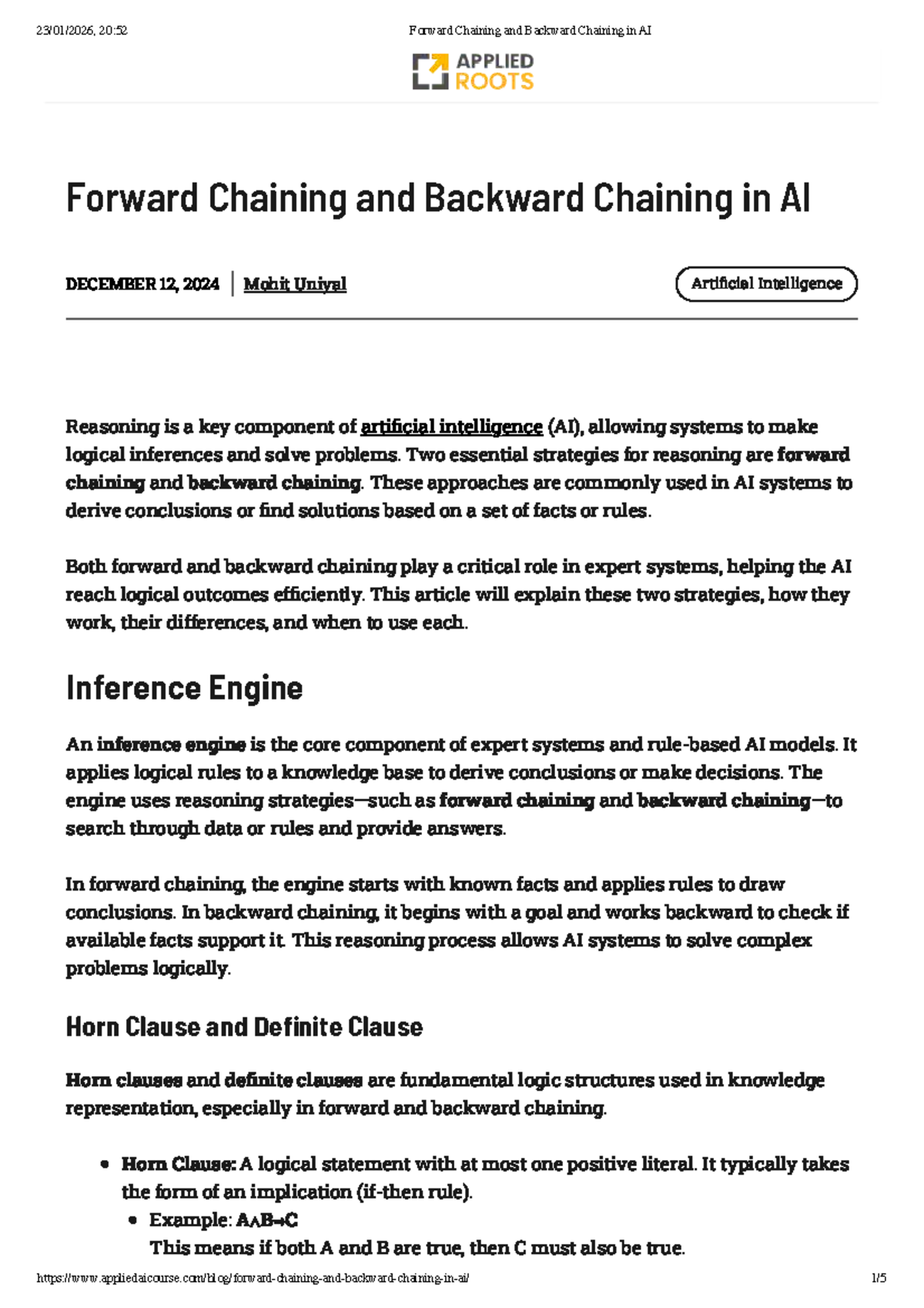 20:52 Forward and Backward Chaining in AI: Strategies Explained - Studocu