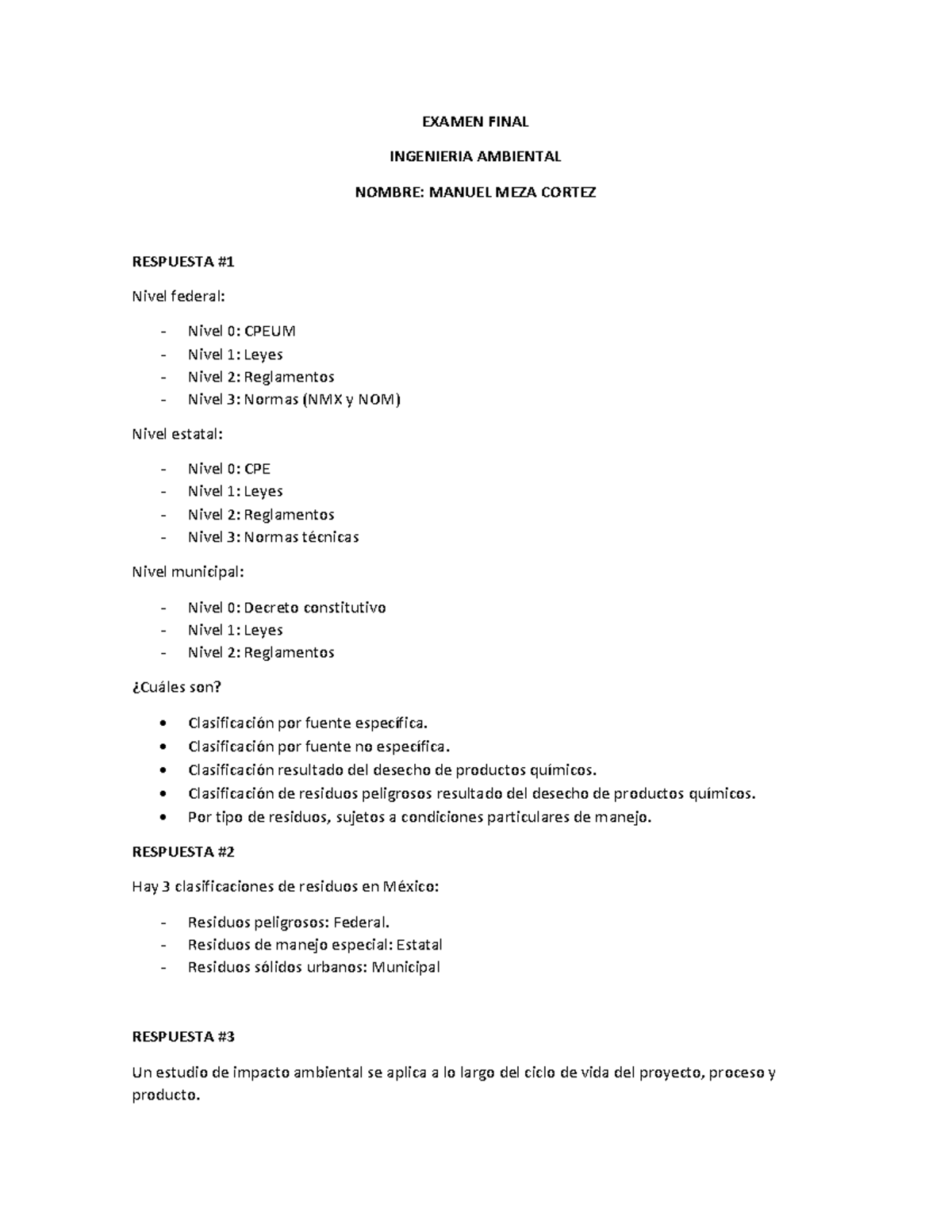 Examen Final INGENIERIA AMBIENTAL - MEZA Cortez Manuel - Studocu