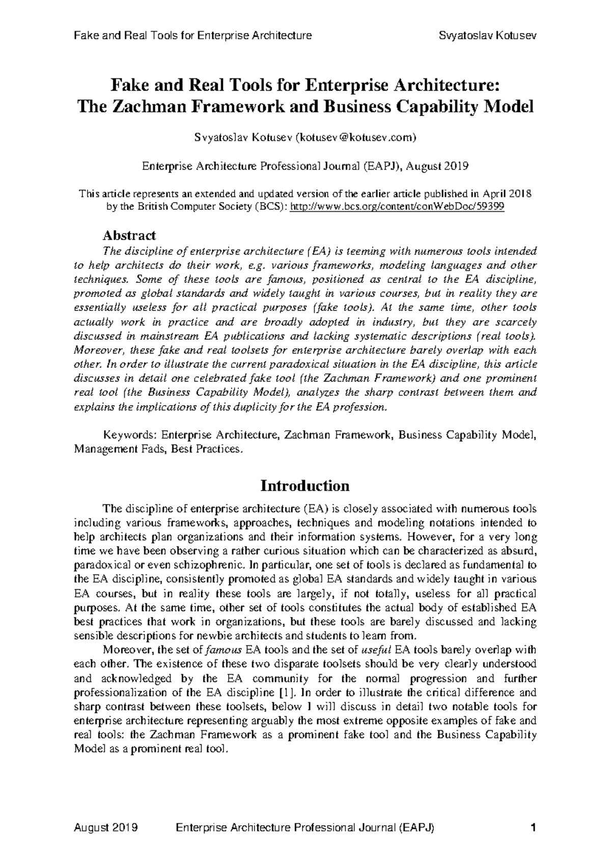 Fake vs Real Tools in Enterprise Architecture: Zachman Framework & BCM ...