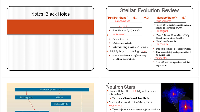 Notes: Stellar Evolution and Black Holes Review (ASTR 101) - Studocu