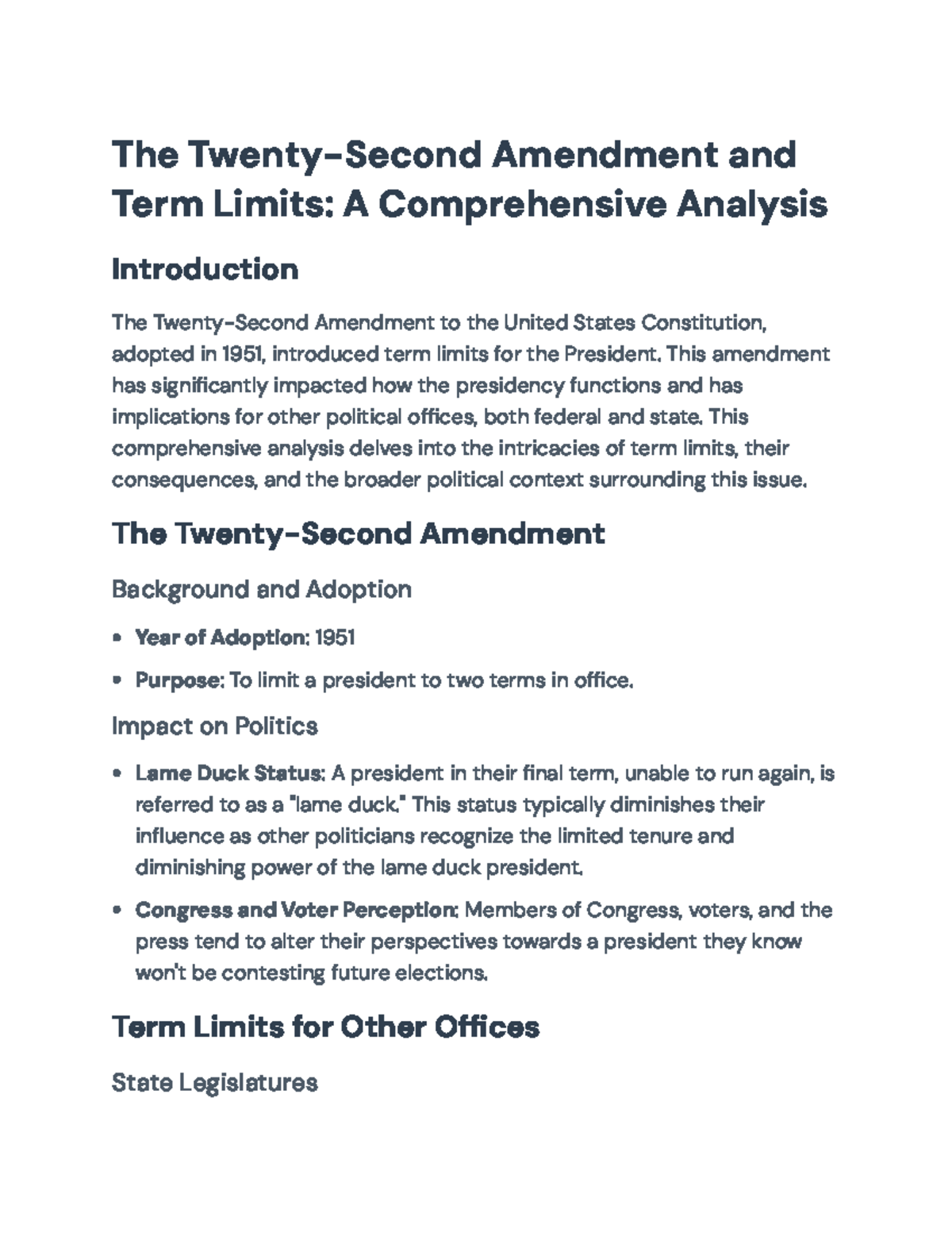 The Twenty-Second Amendment: Analyzing Presidential Term Limits and ...