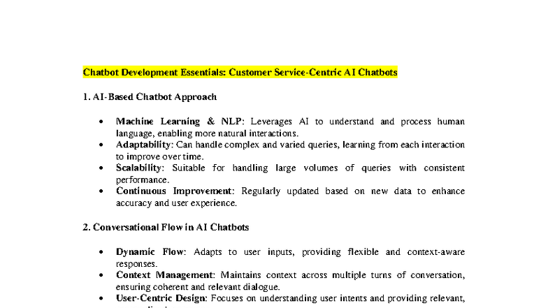 AIC UNIT 2 - Chatbot Development Essentials Study Notes - Studocu