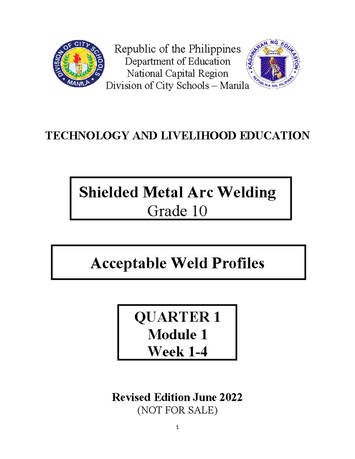 G10-SMAW-QTR1-Module 1: Understanding Acceptable Weld Profiles - Studocu