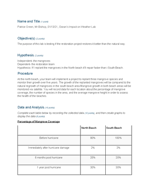 Hurricane Motion SE - gizmo answer key - Name: Molly Magee________ Date ...