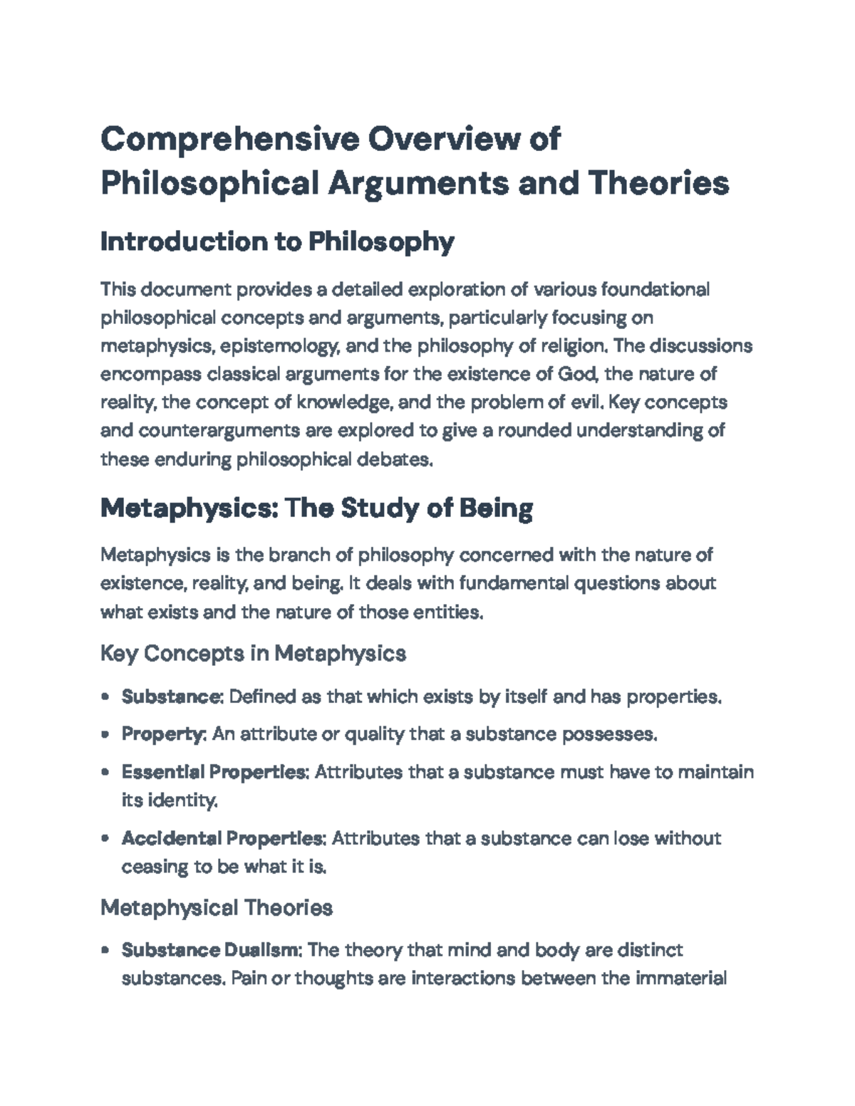 Philosophical Arguments and Theories Overview - Introduction to ...