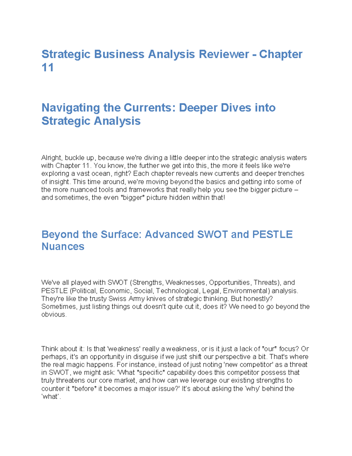 Strategic Business Analysis Review - Ch11: Navigating Deeper Insights ...