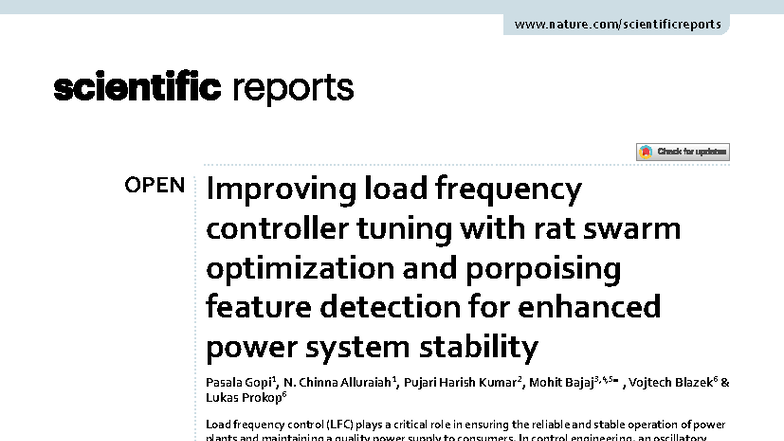 Load Frequency Control (LFC) Tuning with RSO for Stability Enhancement ...