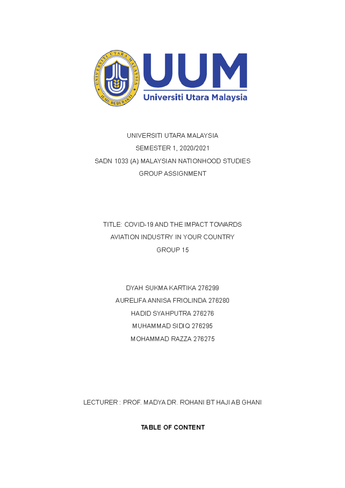 Group assignment nationhood - UNIVERSITI UTARA MALAYSIA SEMESTER 1, 2020/ SADN 1033 (A ...