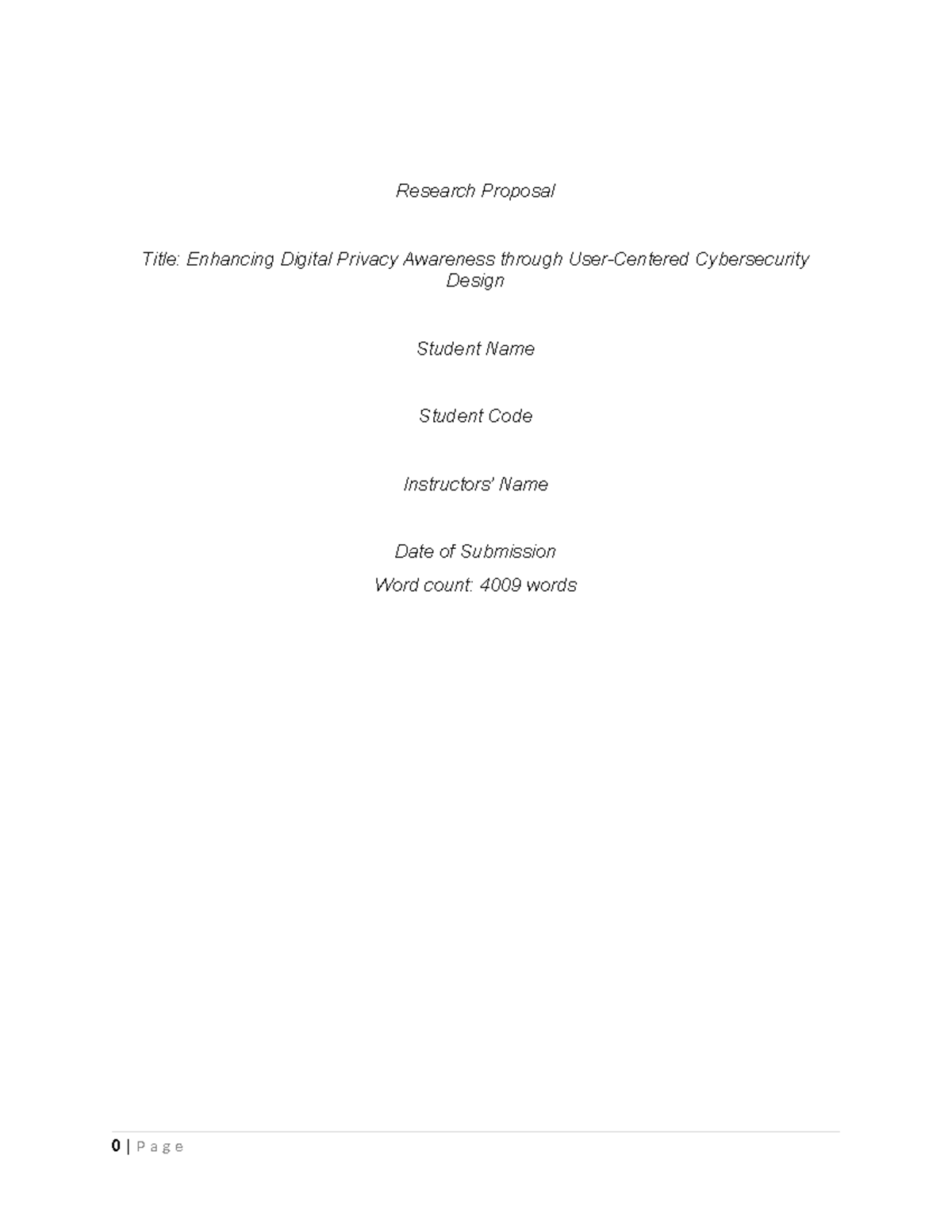 Research Proposal cyber sec MAIN - Research Proposal Title: Enhancing ...