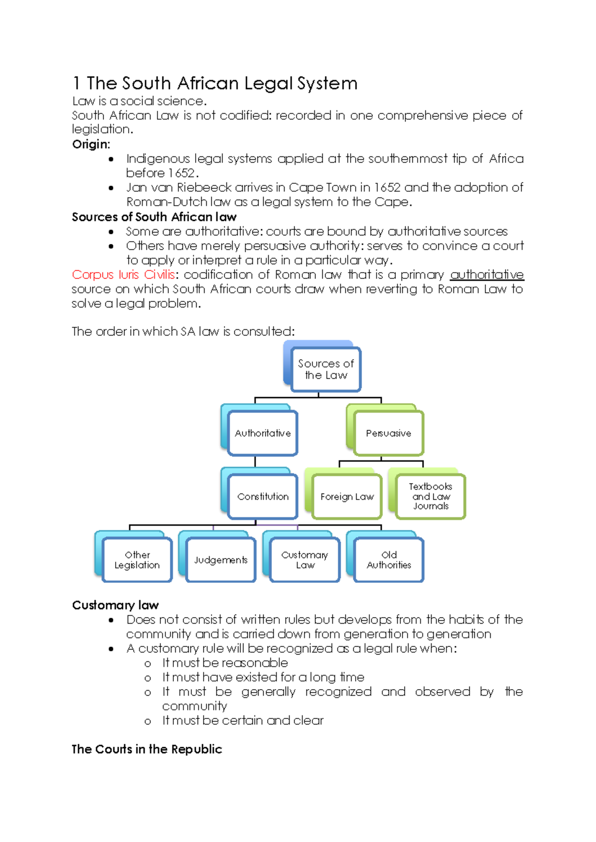 South African Legal System Overview: Key Sources & Principles - Studocu