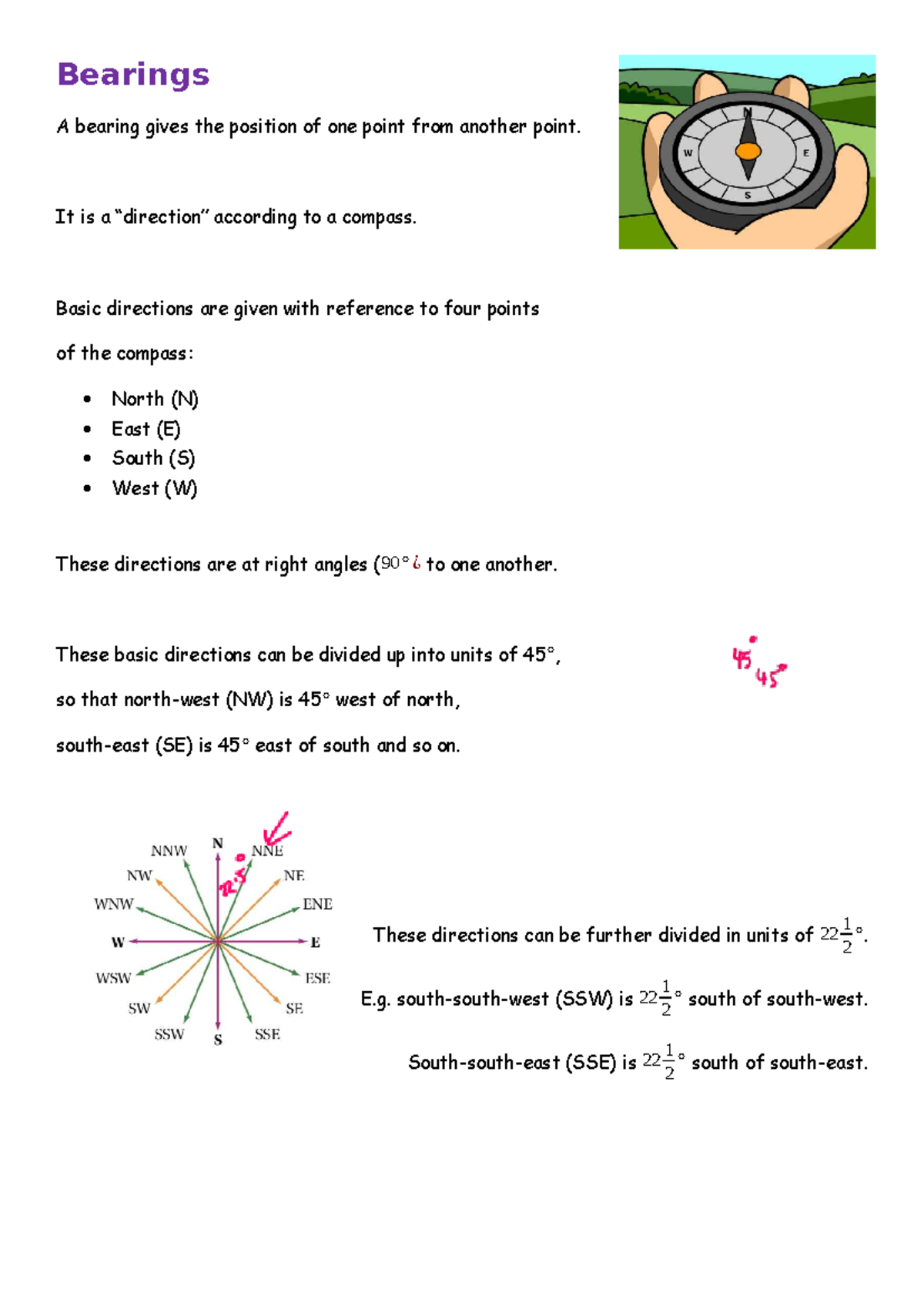 Topic 2 Lesson 5 Bearings Notes - Bearings A bearing gives the position ...