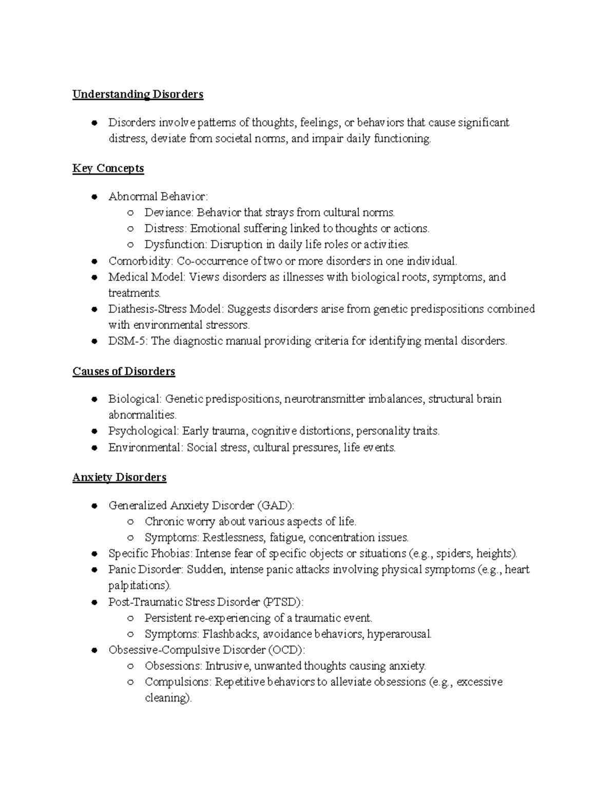 Psychology Study Guide - Understanding Disorders and Treatments ...