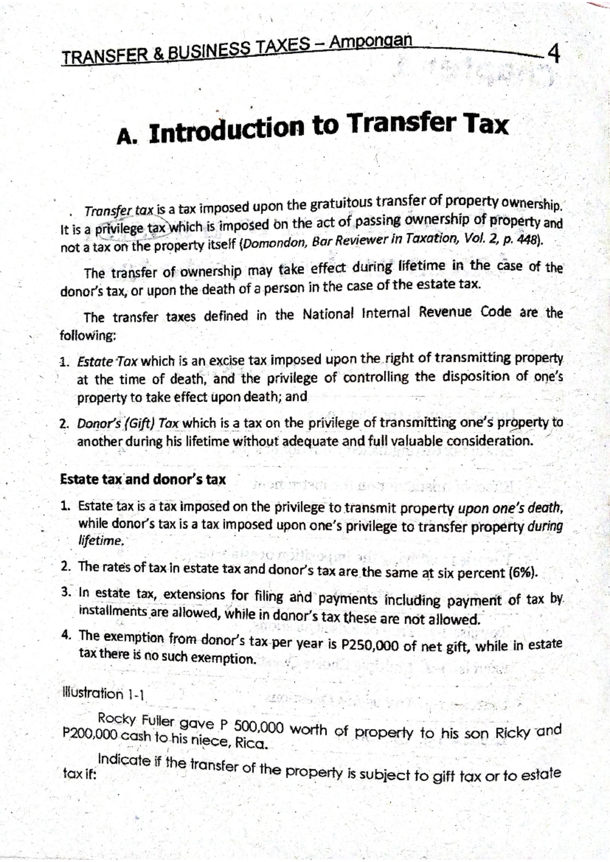 TRANSFER BUSINESS TAXES: Introduction to Transfer Tax Concepts - Studocu