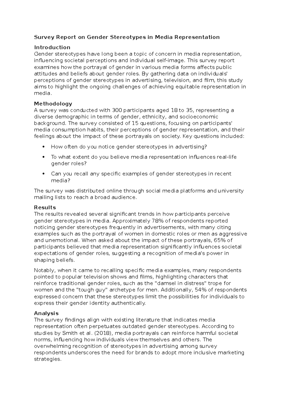 Survey Report: Gender Stereotypes in Media Representation Analysis ...