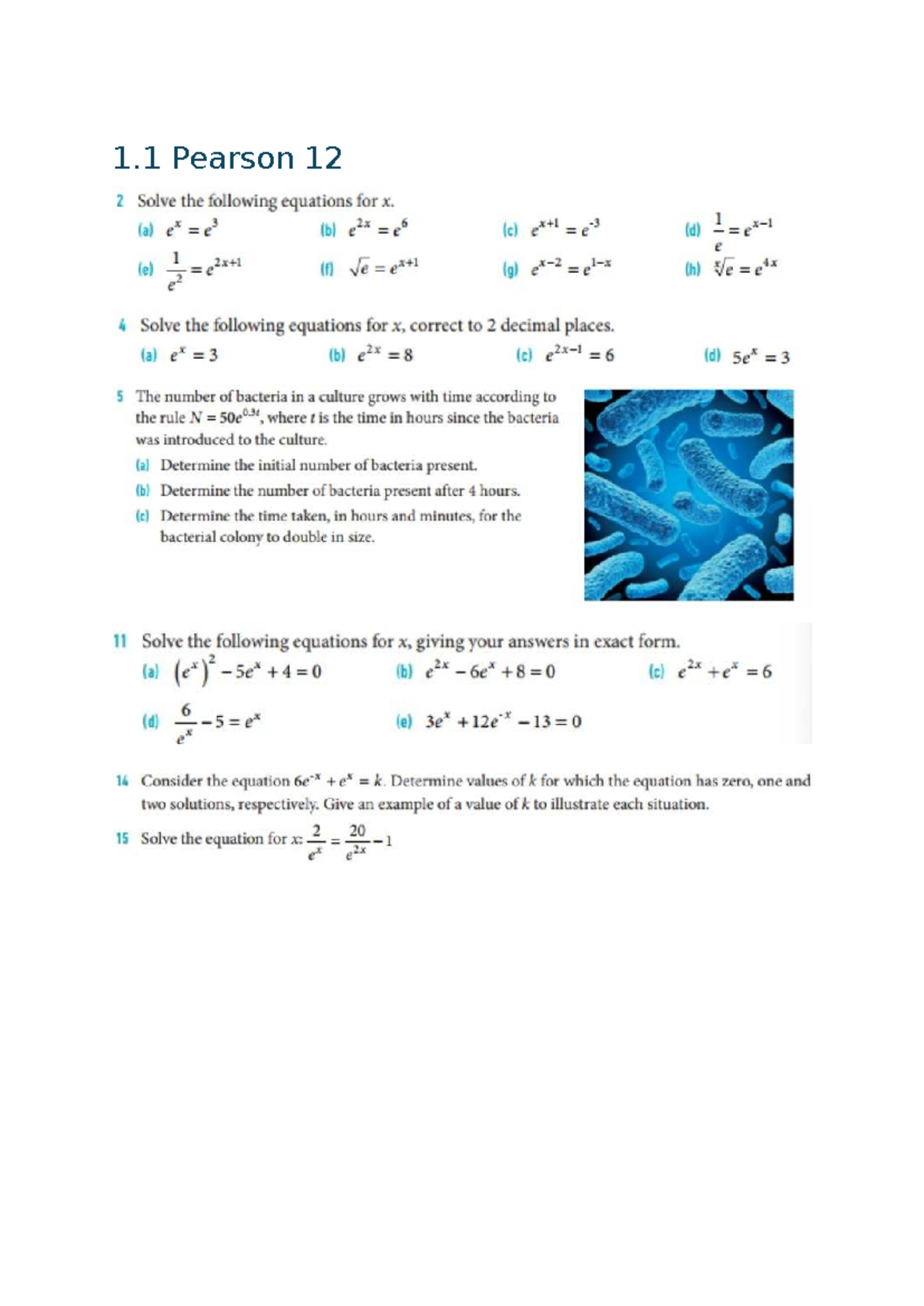 1.1 MATH 12 Euler's Number Practice Set & Equation Solutions - Studocu