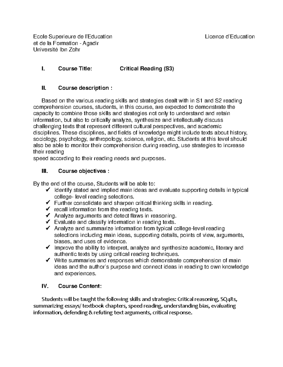 Critical Reading Strategies - Licence S3 Module 17 Notes - Studocu