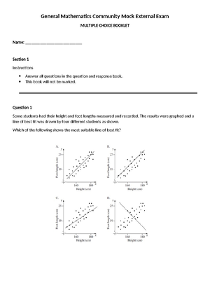 General Maths - Grade: 12 - Queensland Certificate of Education - Studocu