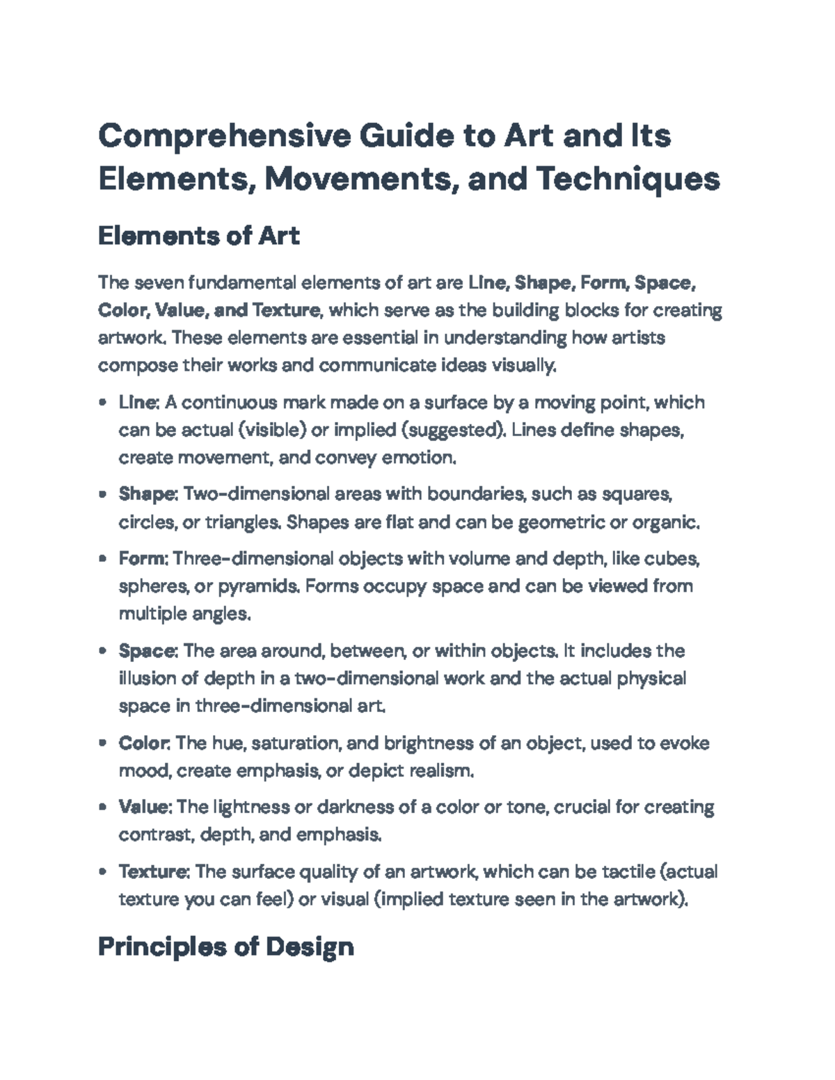 Comprehensive Guide to Art: Elements, Movements & Techniques (ART101 ...