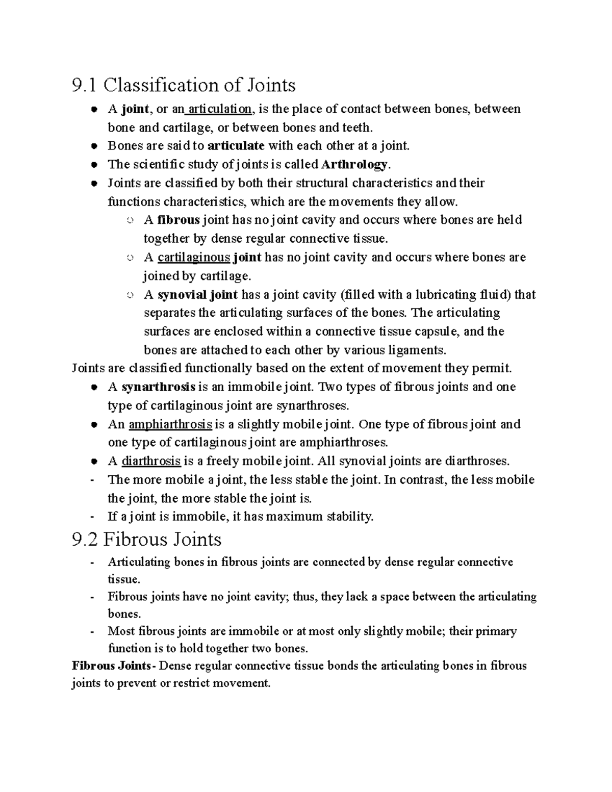 Chapter 9: Classification and Anatomy of Joints in Human Body - Studocu