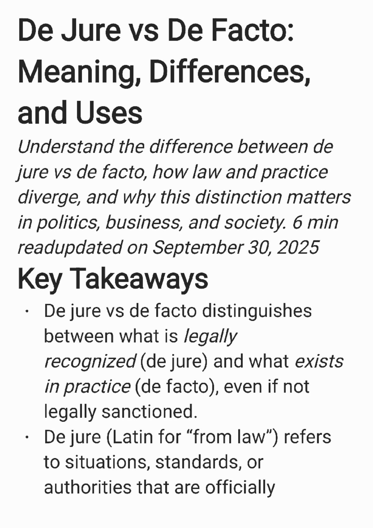 De Facto vs De Jure: Key Differences and Implications - PIL - Studocu