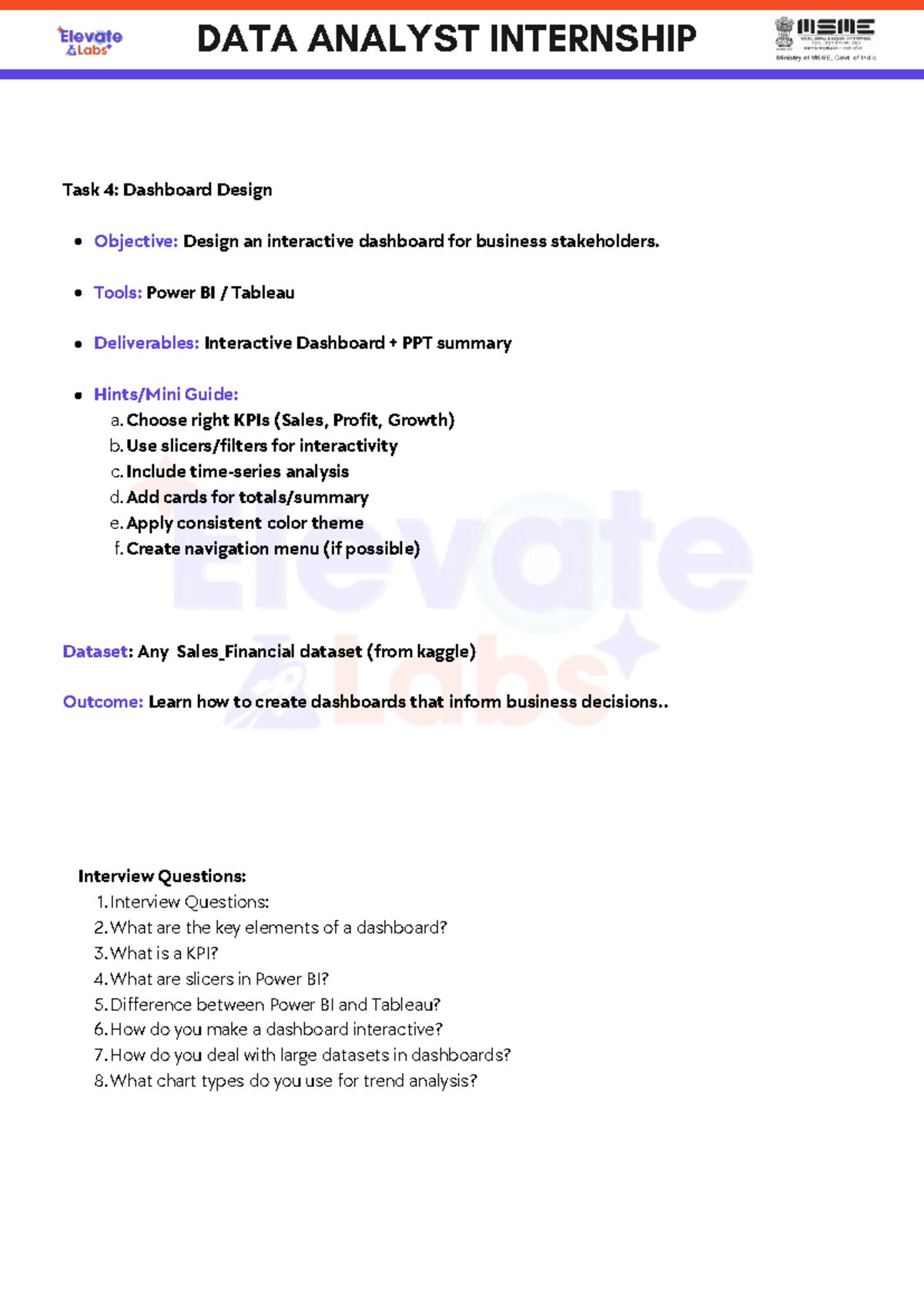 DATA ANALYST INTERNSHIP Task 4: Interactive Dashboard Design Guide ...