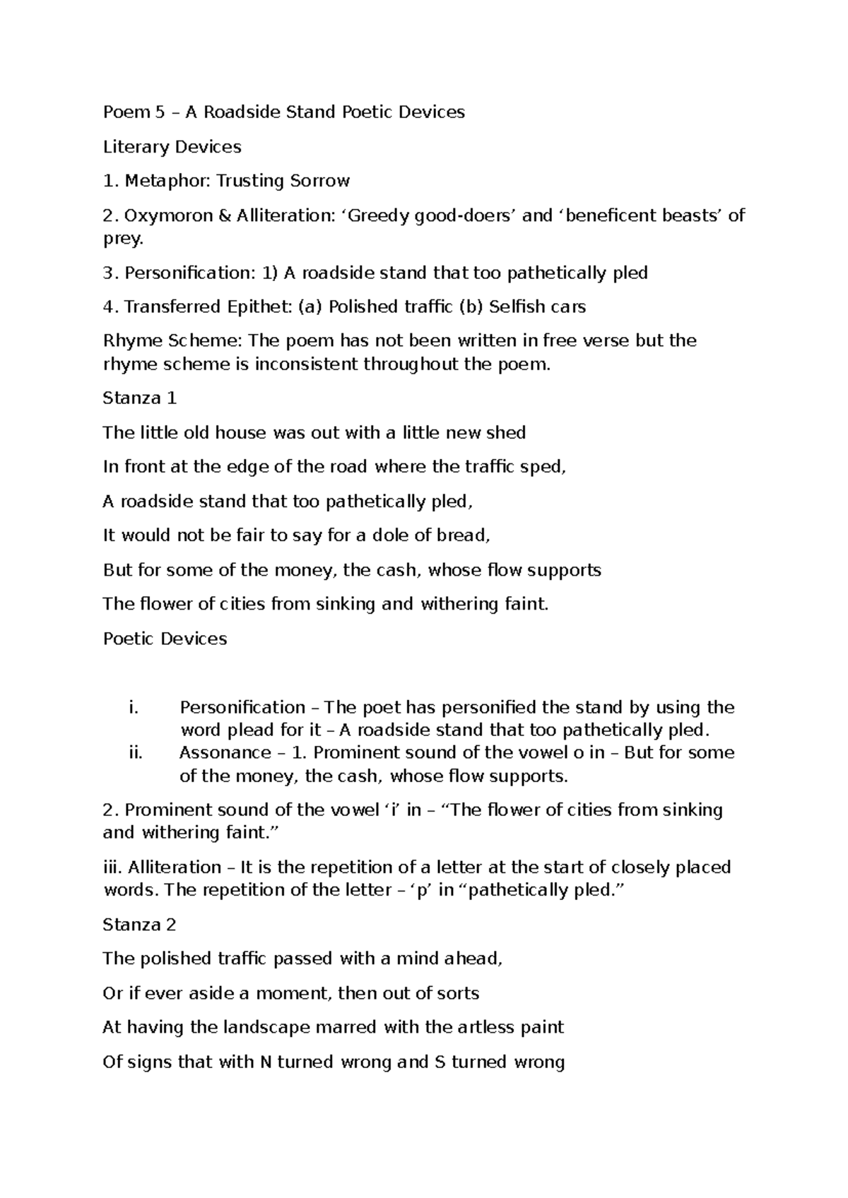 A roadside stand - Poem 5 – A Roadside Stand Poetic Devices Literary ...