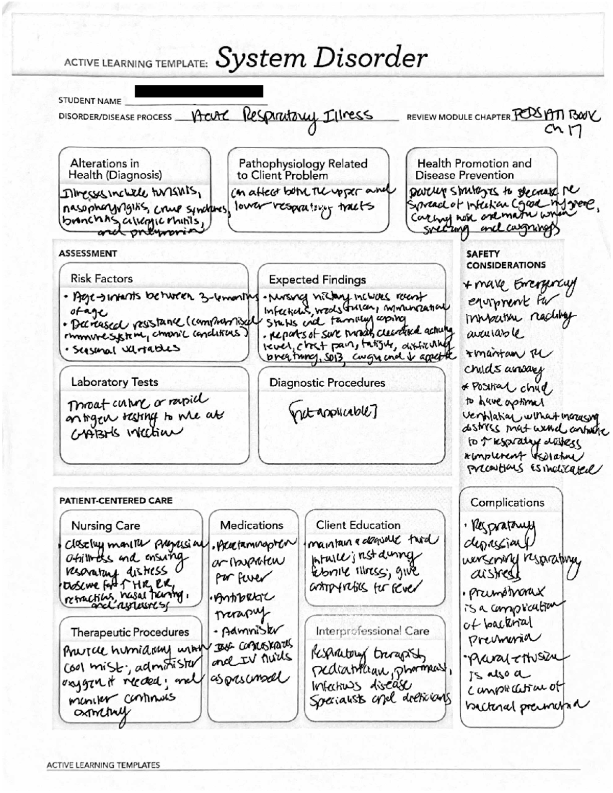 Acute Respiratory Illness System Disorder ALT - ACTIVE LEARNING ...