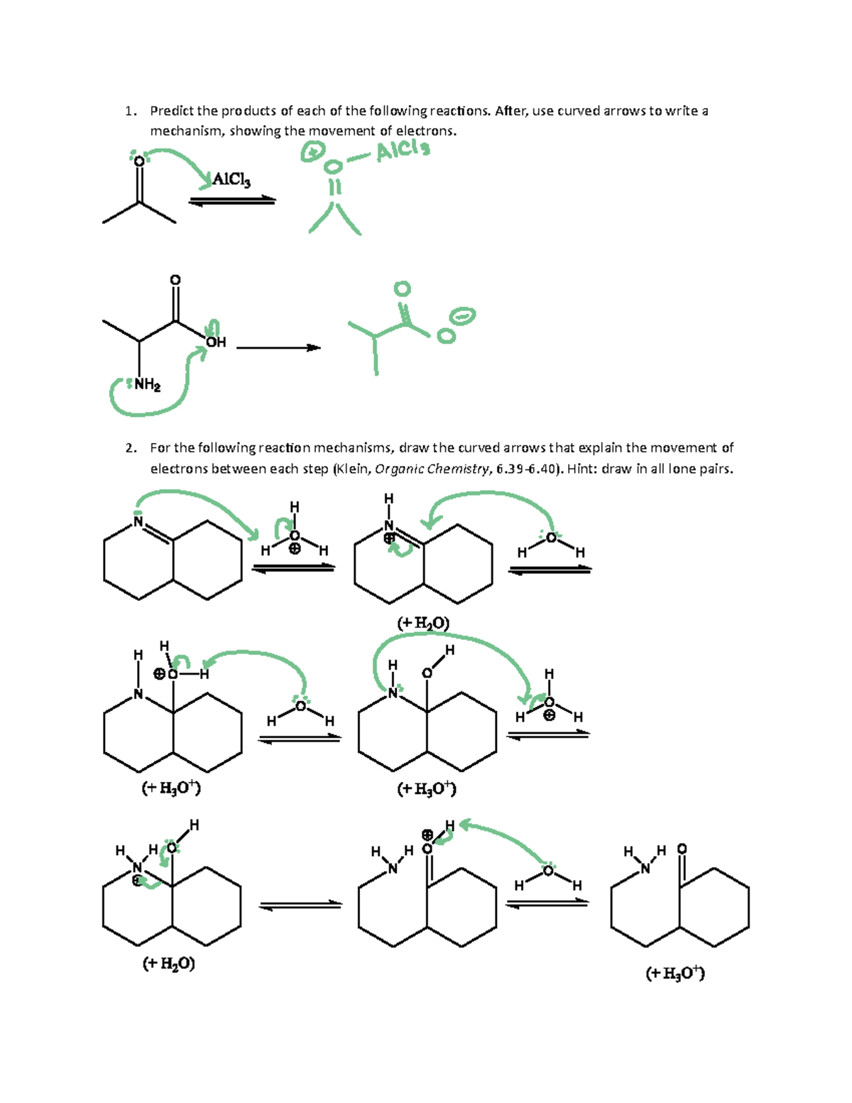 Ch 8 Homework 2 - Practice problems dealing with organic chemistry ...