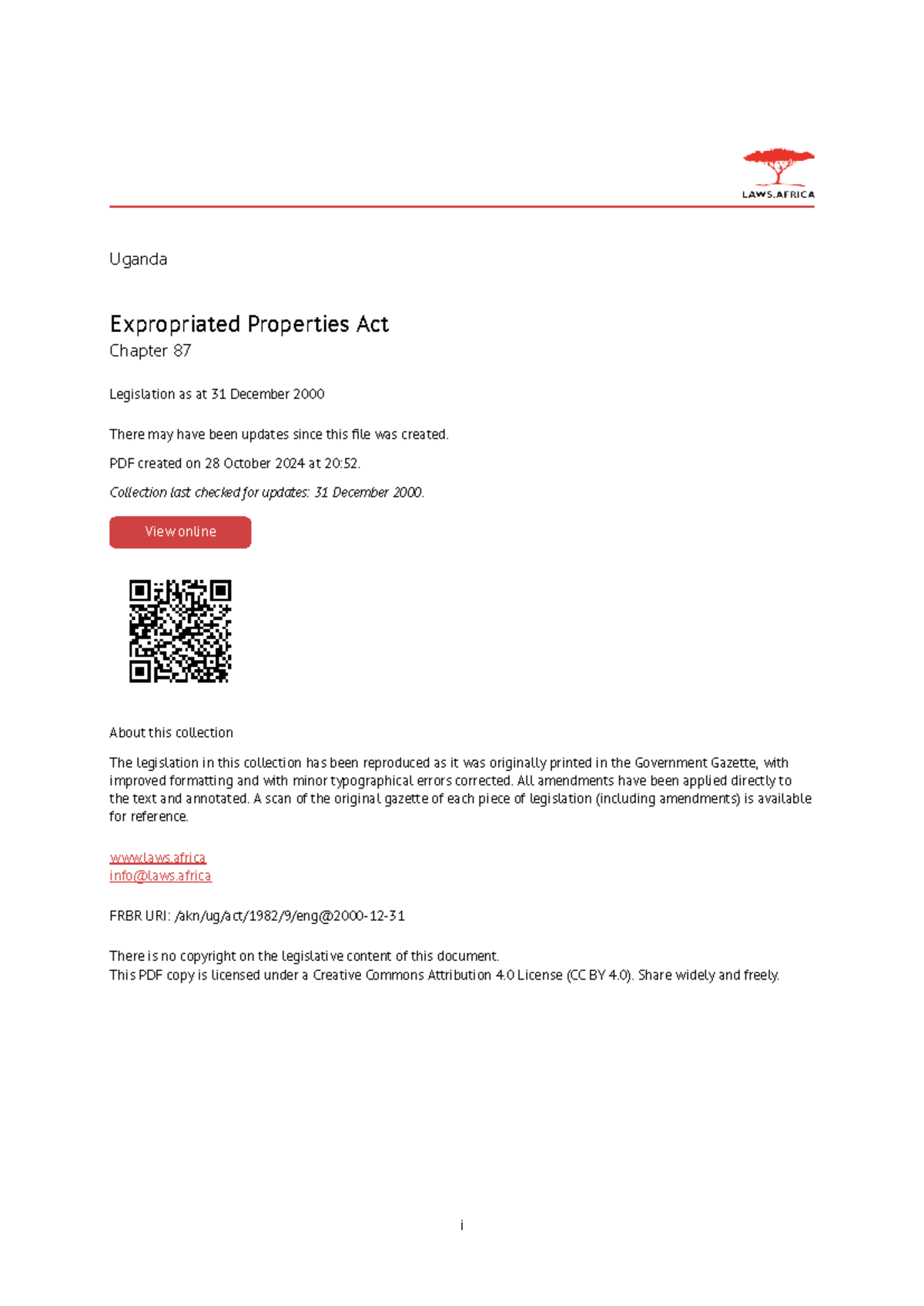 Uganda Expropriated Properties Act (Chapter 87) - Legislation Update as ...