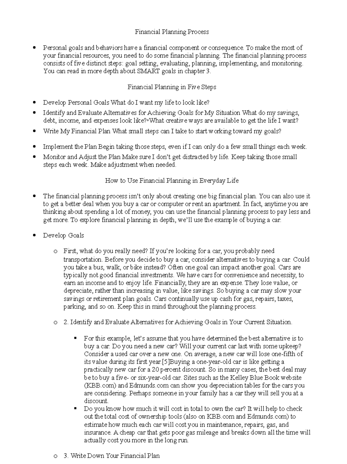 CTC101 Chapter 10: Financial Planning Process Overview - Studocu