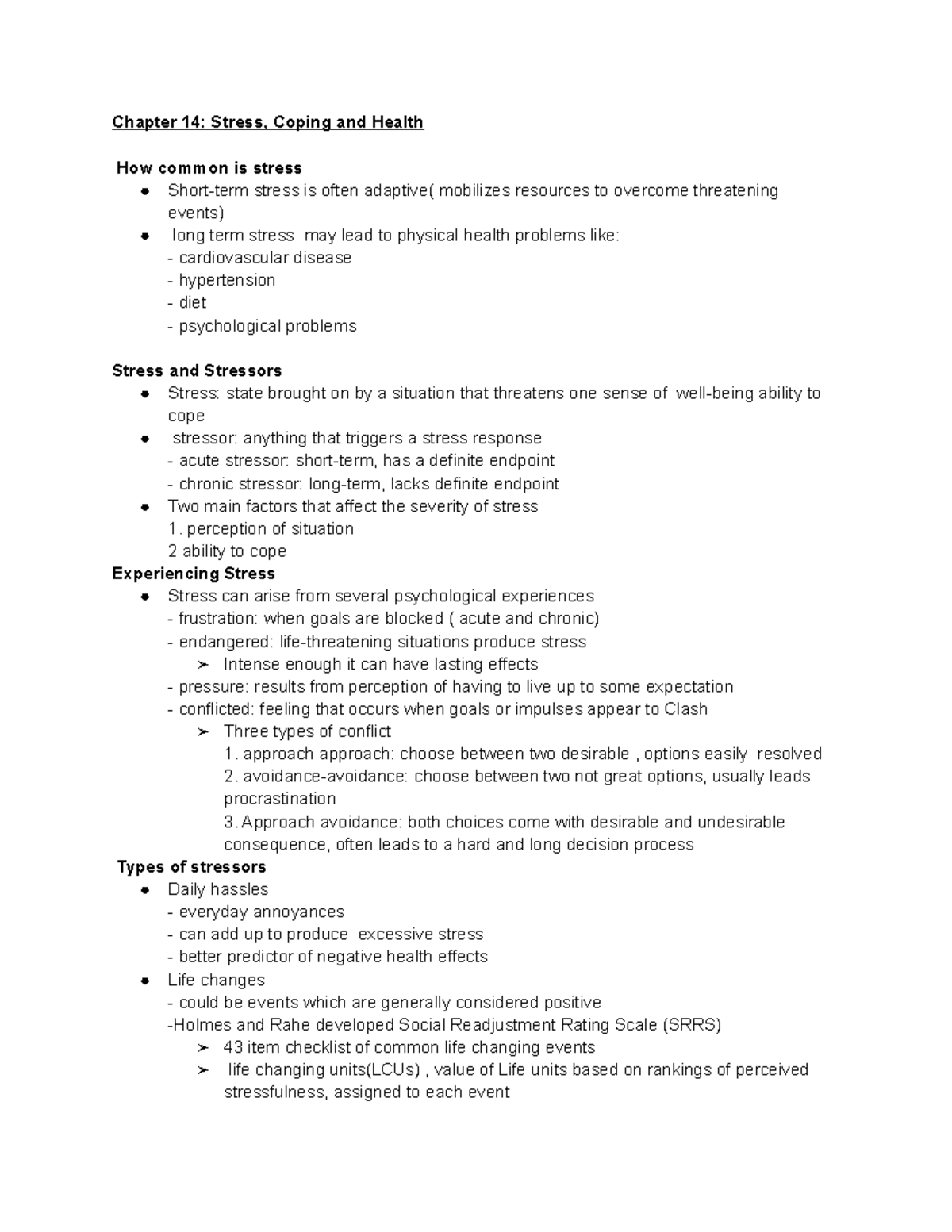 Psych 14 - Lecture Notes: Stress, Coping, and Health Insights - Studocu