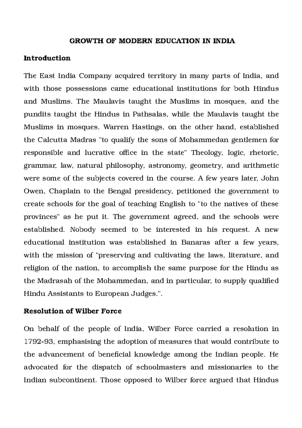Growth OF Modern Education - GROWTH OF MODERN EDUCATION IN INDIA ...